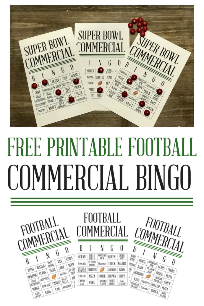 FREE Football Commercial Bingo Printables | The Sassy Southern